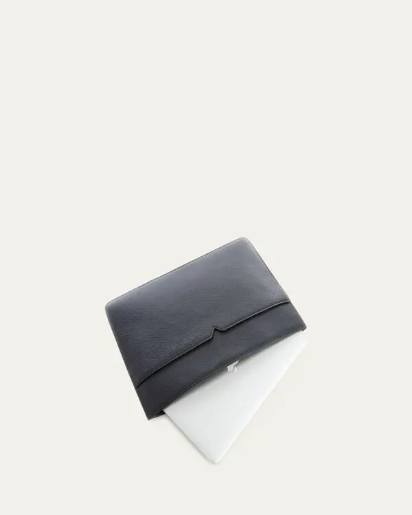 ROYCE NEW YORK Personalized Leather 13" Laptop Sleeve - Black