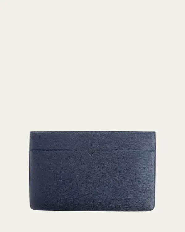 ROYCE NEW YORK Personalized Leather 13" Laptop Sleeve - Navy Blue