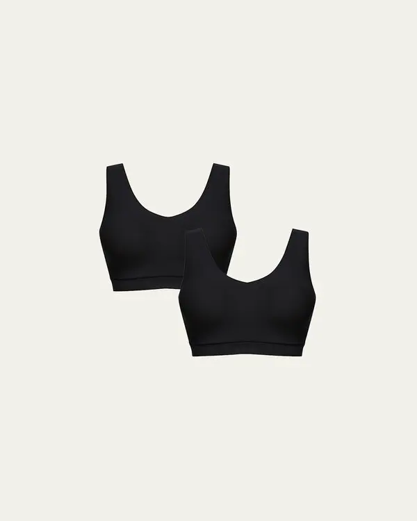 Chantelle Soft Stretch Padded V-neck Bra Top, 2-pack - Black