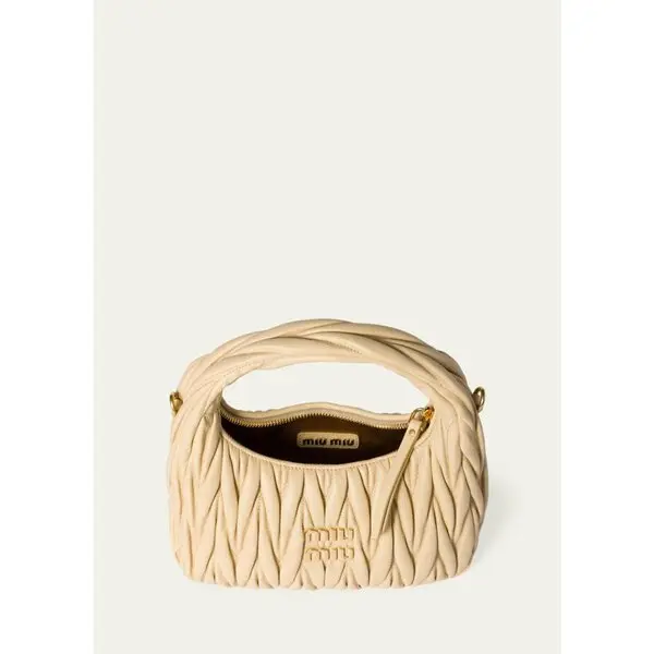 Miu Miu Matelasse Quilted Leather Hobo Bag - Soia