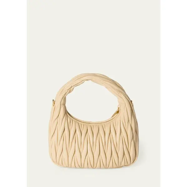 Miu Miu Matelasse Quilted Leather Hobo Bag - Soia