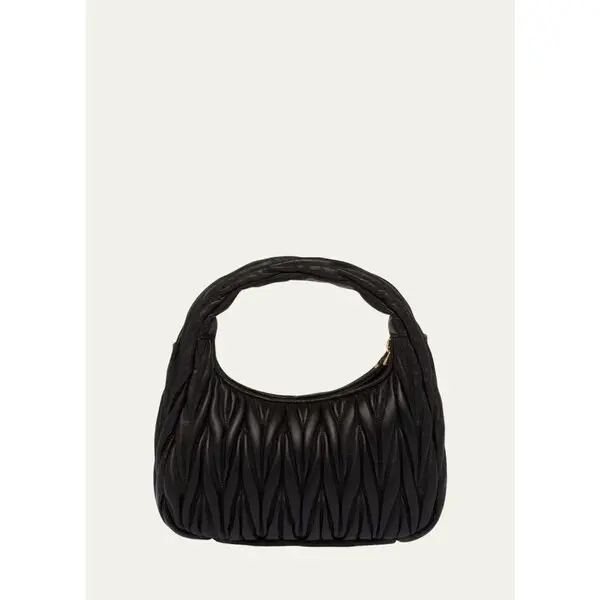 Miu Miu Matelasse Quilted Leather Hobo Bag - Soia