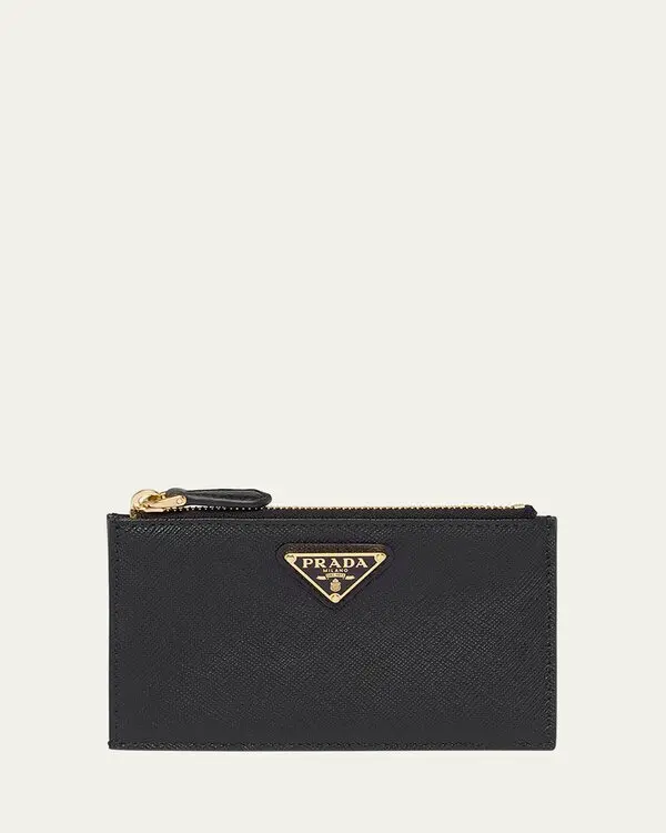 Prada Saffiano Triangolo Saffiano Wallet - Nero