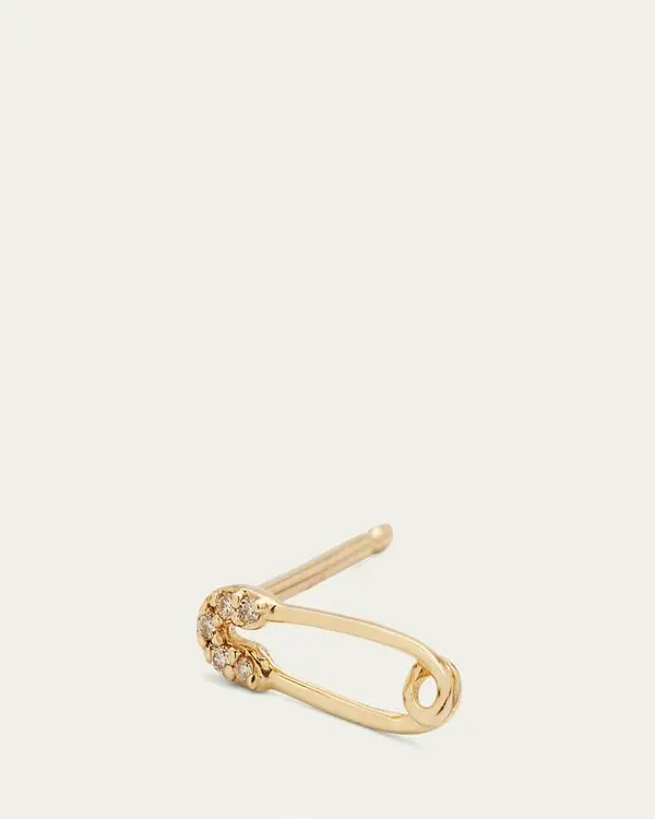 SYDNEY EVAN 14k Yellow Diamond Safety Pin Stud Earring