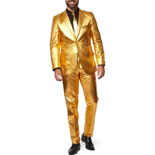 Opposuits Groovy Gold Slim Fit Two-piece Suit & Tie Set