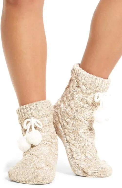 UGG Pompom Fleece Lined Crew Socks - Cream