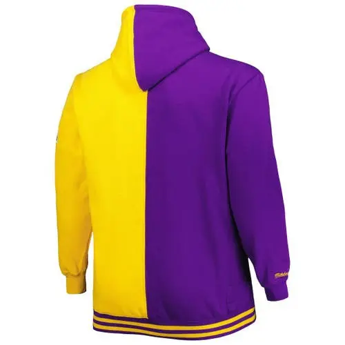 Mitchell & Ness Gold Los Angeles Lakers Big & Tall Hardwood Classics Split Pullover Hoodie