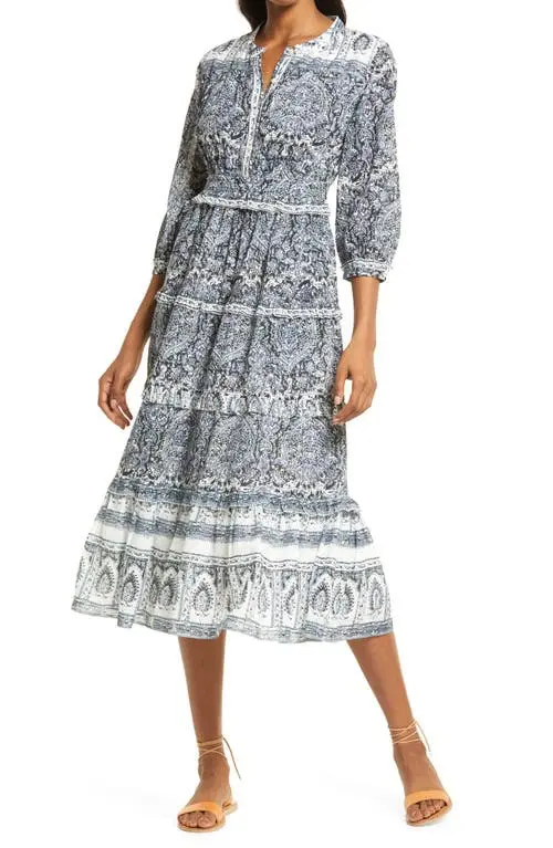 white christmas dresses Avni Hand Block Printed Yellow Cassia Sleeveless Midi Dress – Nilam India