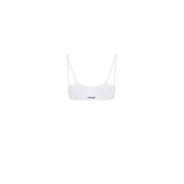 Miu Miu Ribbed Knit Demi Bra - White