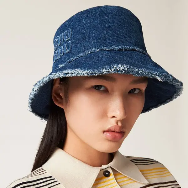 Miu Miu Denim Bucket Hat - Navy