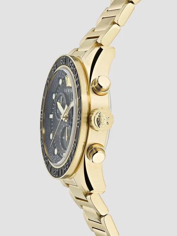 Versace Greca Dome Chrono Ip Yellow Gold Bracelet Watch - Gold Black