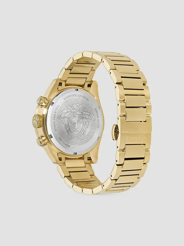 Versace Greca Dome Chrono Ip Yellow Gold Bracelet Watch - Gold Black