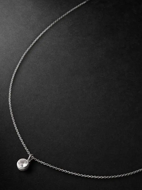 42 SUNS 14-karat White Gold Topaz Pendant Necklace - Silver