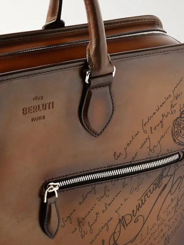 Berluti 2 Jour Neo Scritto Venezia Leather Briefcase