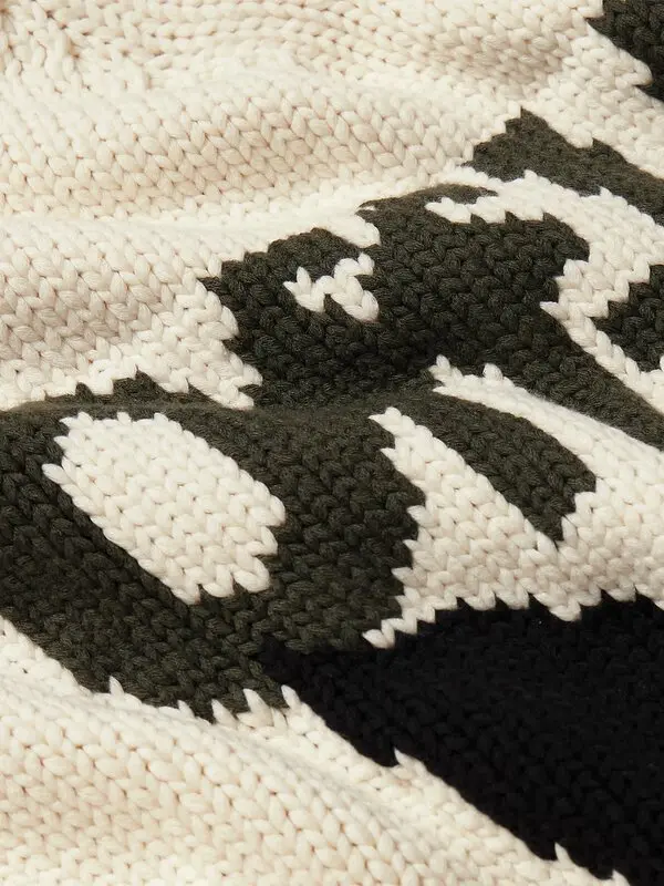 Off-White Intarsia-knit Cotton-blend Sweater