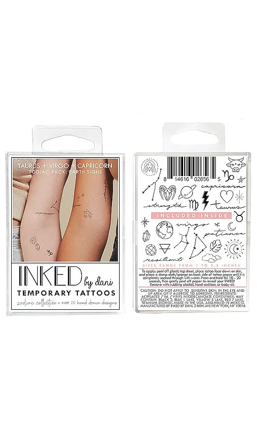 INKED BY DANI Earth Zodiac Temporary Tattoo Pack - N,a