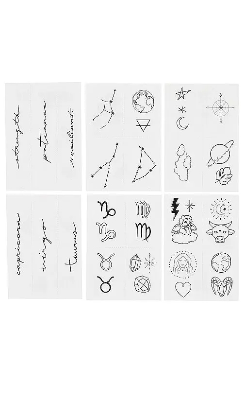 INKED BY DANI Earth Zodiac Temporary Tattoo Pack - N,a