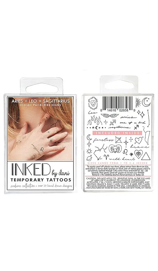 INKED BY DANI Fire Zodiac Temporary Tattoo Pack - N,a