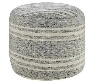 OX BAY TRADING CO. Ox Bay Gray/white Striped Hand-woven Outdoor Po Uf Ottoman - One-color