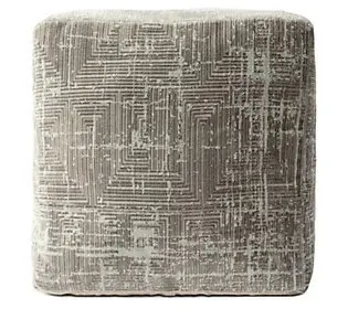 OX BAY TRADING CO. Ox Bay Lian Transitional Distressed Geometric U Ltra-soft Pouf - One-color