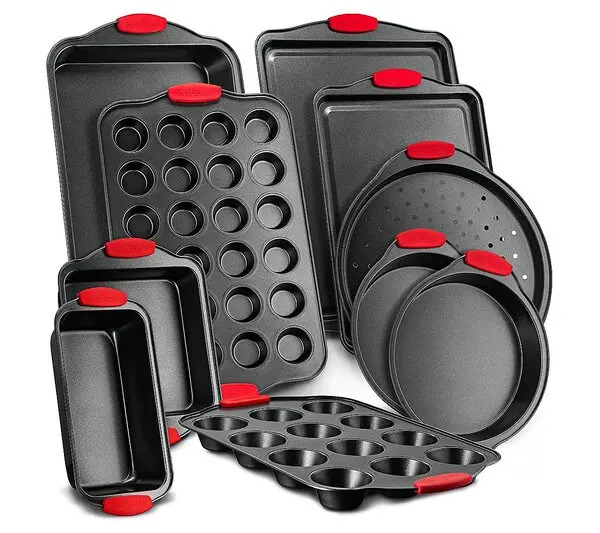 NUTRICHEF 10pc.carbon Steel Bakeware Set With S Licone Handles - One-color