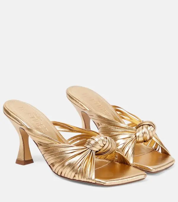 SOULIERS MARTINEZ Alcala Leather Mules - Gold