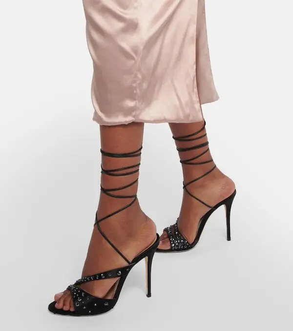 Alessandra Rich Embellished Silk Satin Sandals