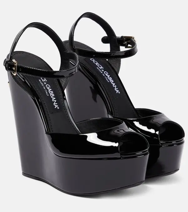 Dolce & Gabbana Patent Leather Wedge Sandals