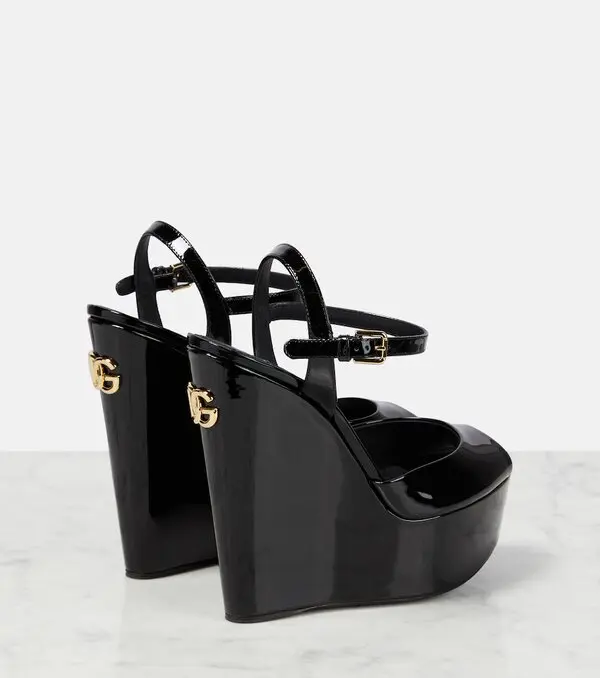 Dolce & Gabbana Patent Leather Wedge Sandals