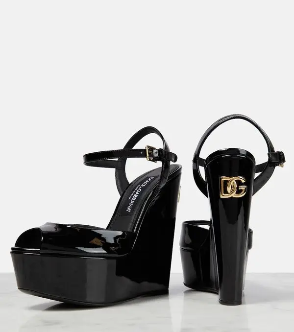 Dolce & Gabbana Patent Leather Wedge Sandals