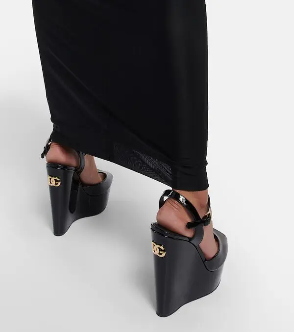 Dolce & Gabbana Patent Leather Wedge Sandals