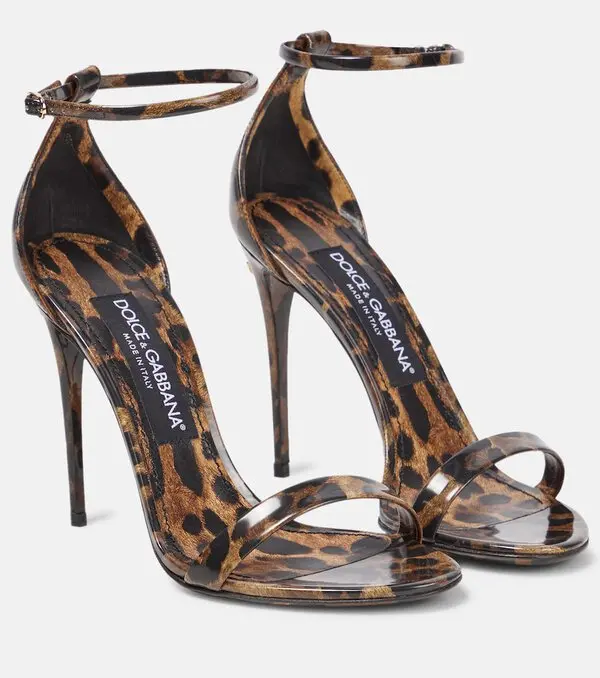 Dolce & Gabbana Leopard-print Leather Sandals - Brown