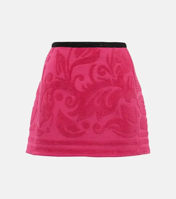 MARINE SERRE Jacquard Cotton Mini Skirt - Pink