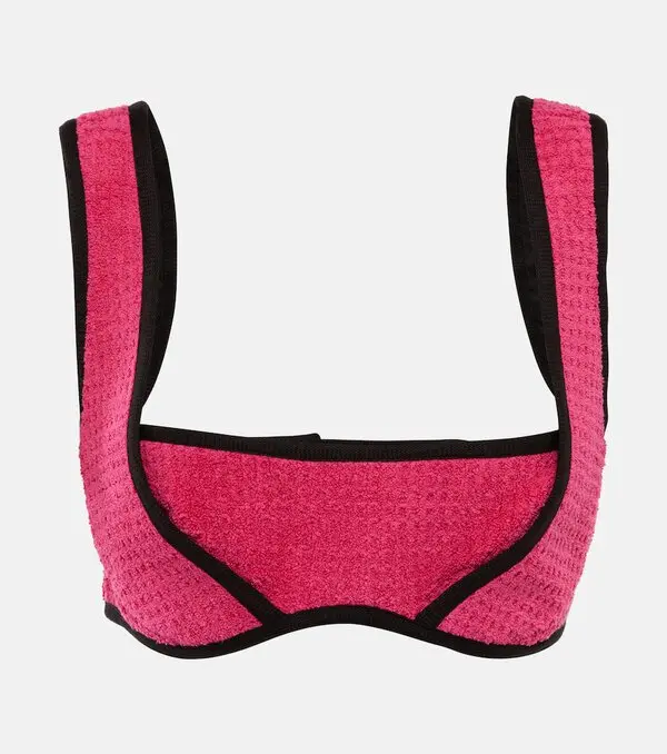 MARINE SERRE Jacquard Cotton Bra Top - Pink