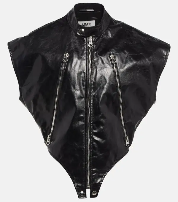 MAISON MARGIELA Leather Biker Jacket - Black