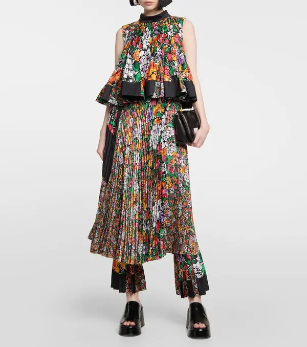 Sacai High-rise Floral Pants
