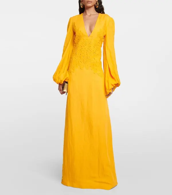 Costarellos Broderie Anglaise Gown In Orange - 40% Off | Editorialist