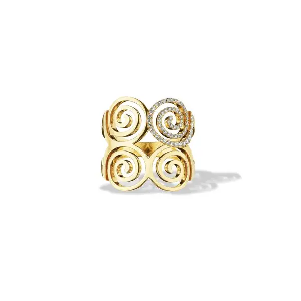 CADAR Yellow Essence Statement Spiral Ring With Pavé Diamonds