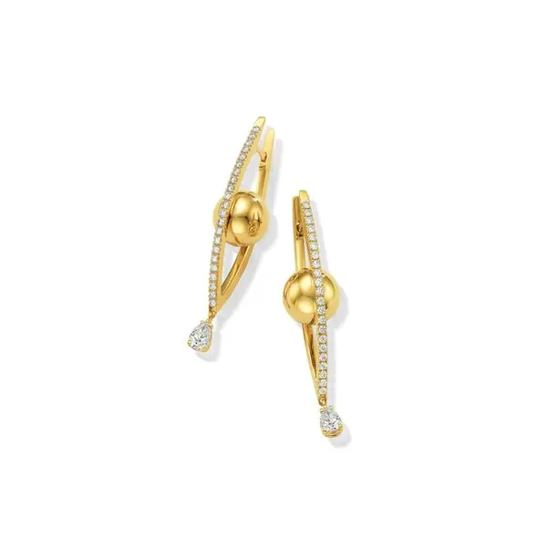 CADAR Medium Yellow Reflections Hoop Earrings With White Diamonds - One-color