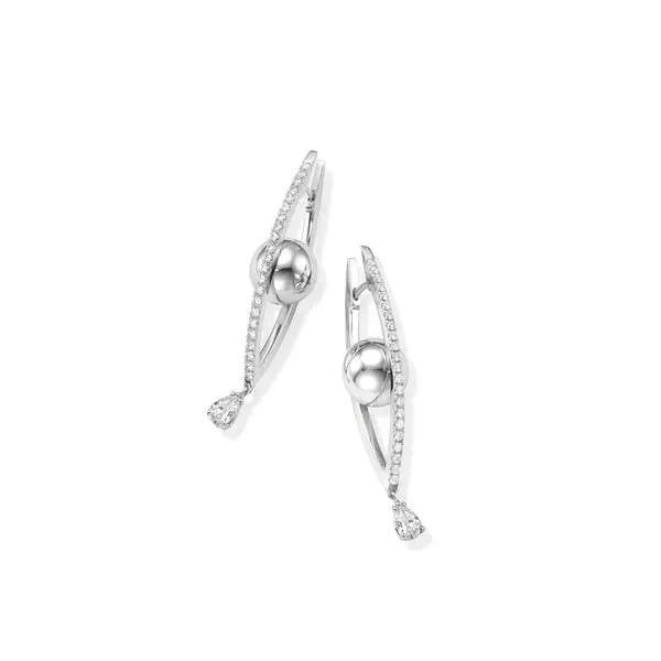 CADAR Medium Yellow Reflections Hoop Earrings With White Diamonds - One-color