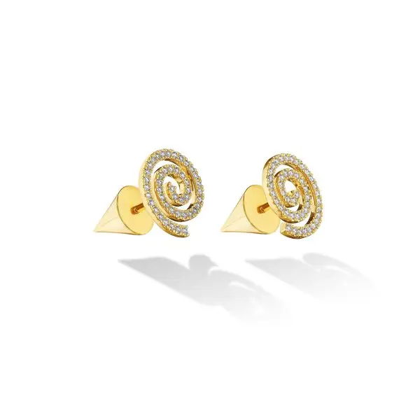 CADAR Yellow Essence Stud Earrings With Cone And White Diamonds
