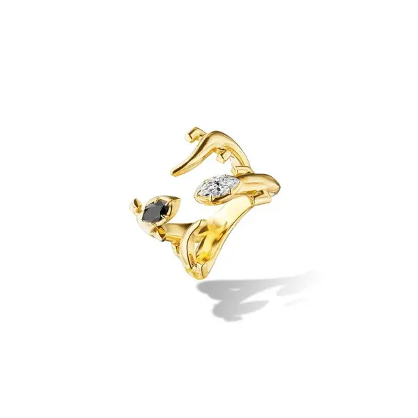 CADAR Yellow Origin Statement Ring With White And Black Diamonds