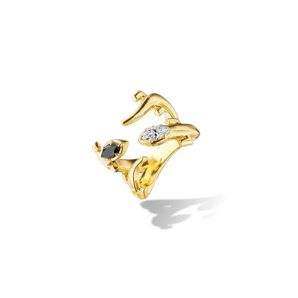 CADAR Yellow Origin Statement Ring With White And Black Diamonds