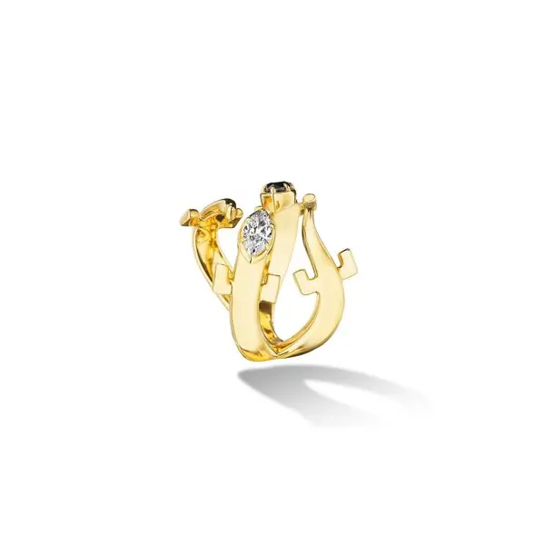 CADAR Yellow Origin Statement Ring With White And Black Diamonds