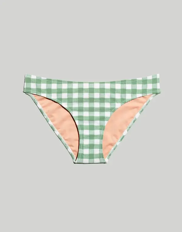 Madewell Mw Classic Contrast Bikini Bottom In Check - Gatehouse Green