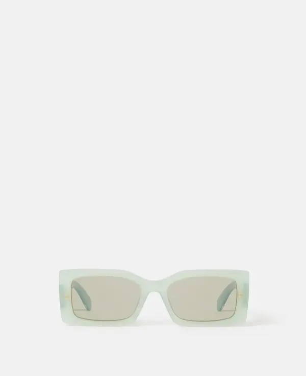 Stella McCartney Logo-engraved Rectangular Sunglasses - Opaline Mint