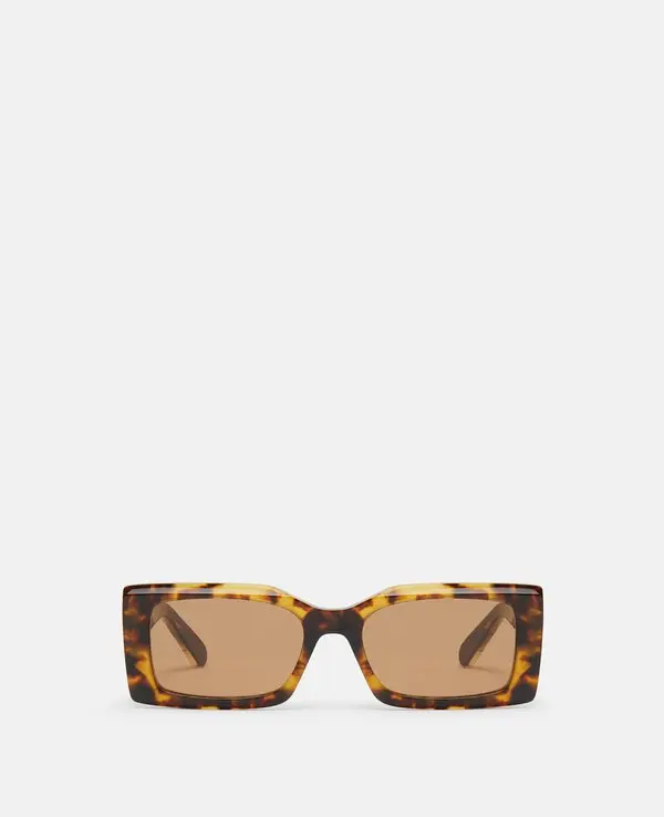 Stella McCartney Logo-engraved Rectangular Sunglasses - Shiny Havana