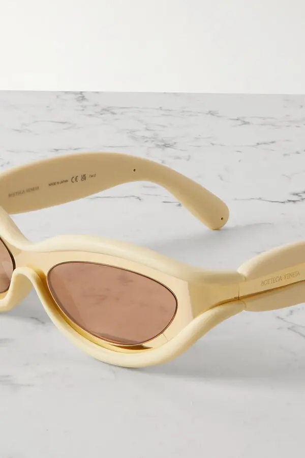 Bottega Veneta Oval-frame Acetate And -tone Sunglasses - Gold