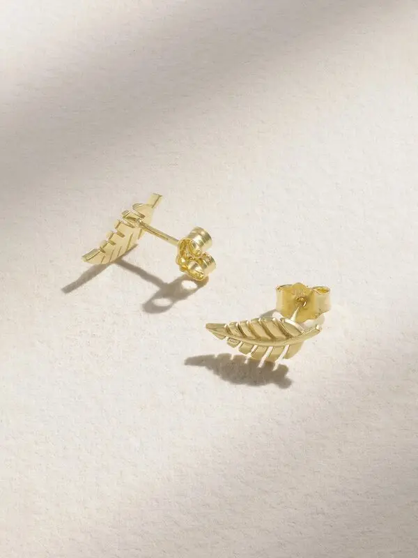 JENNIFER MEYER Mini Leaf 18-karat Stud Earrings