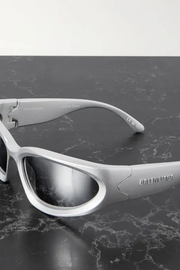 Balenciaga Swift Oval-Frame Acetate Sunglasses In Silver - 50% Off